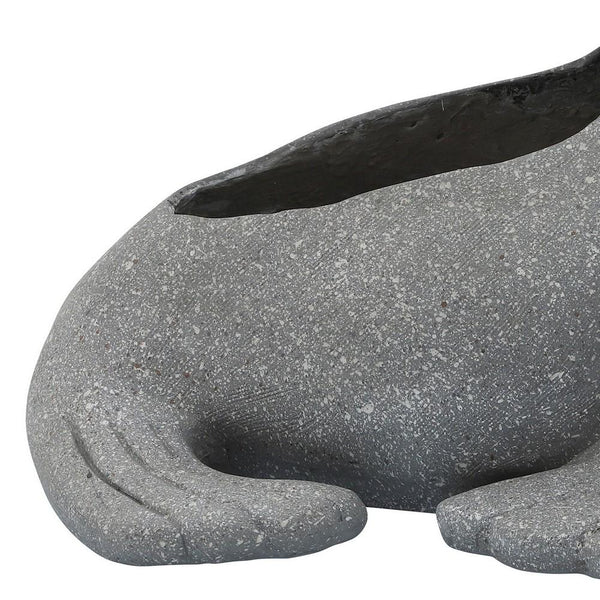 Sea Lion Design Resin Planter with Obround Opening, Gray – Backyard ...